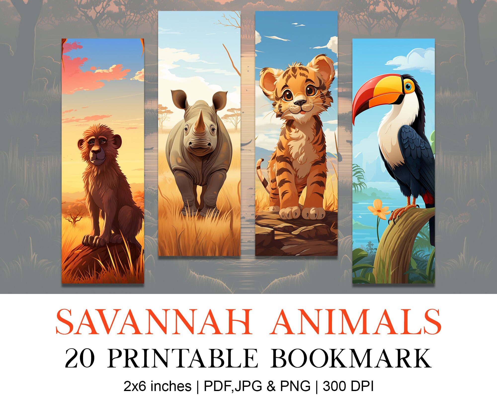 African Savannah Puppy Printable Bookmark Designs, Aesthetic Bookmark ...