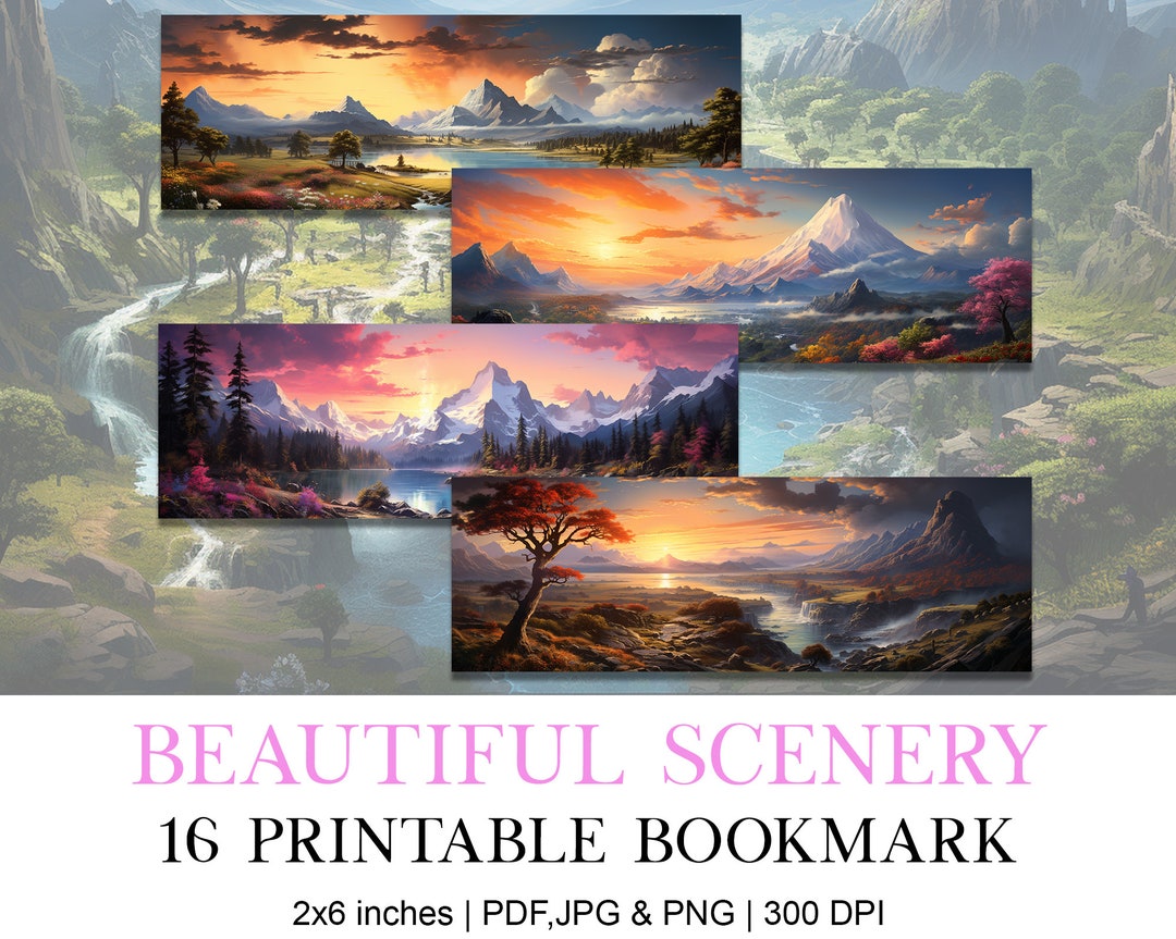 Beautiful Scenery Bookmark Design, Reading Mode, Bookstack, Book Worm ...
