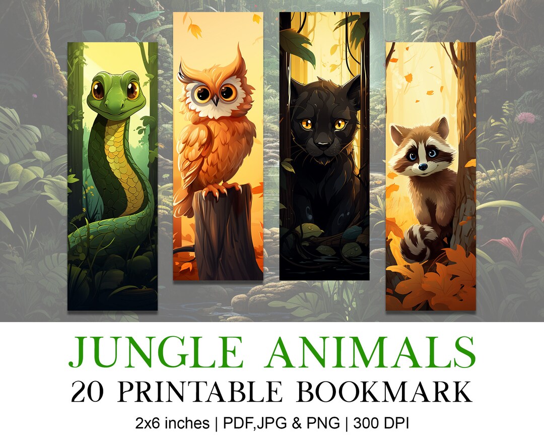 Jungle Animals Rainforest | Bookmark Design, Reading Mode, Bookstack ...