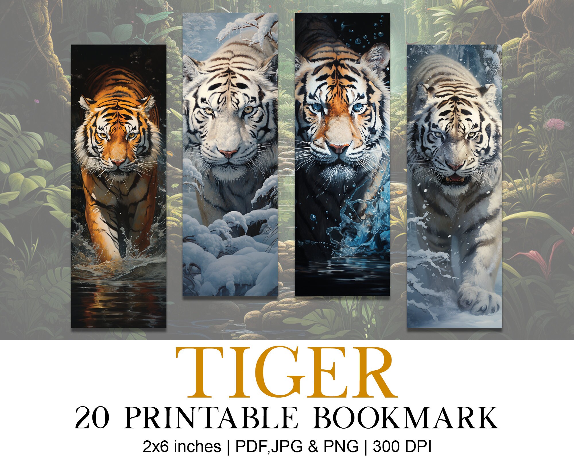 Realistic Tiger Colorful Printable Bookmark Designs, Aesthetic Template ...