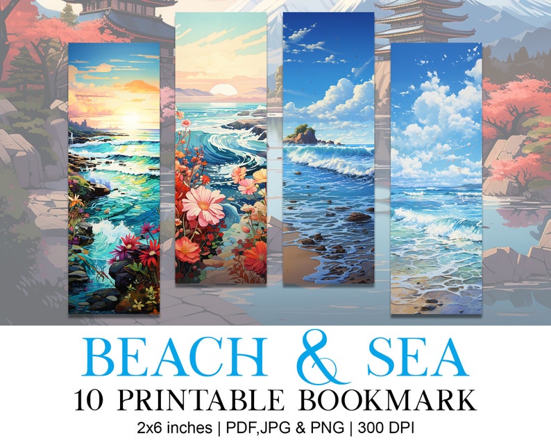 Beach Ocean Sea Sand Bookmark Design, Reading Mode, Bookstack, Book ...