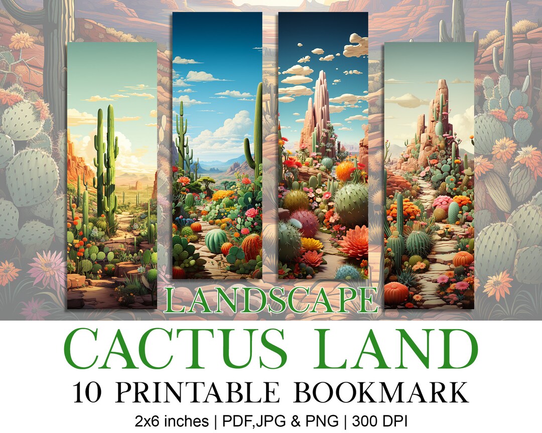 Cactus Land Desert Bookmark Design, Reading Mode, Bookstack, Book Worm ...