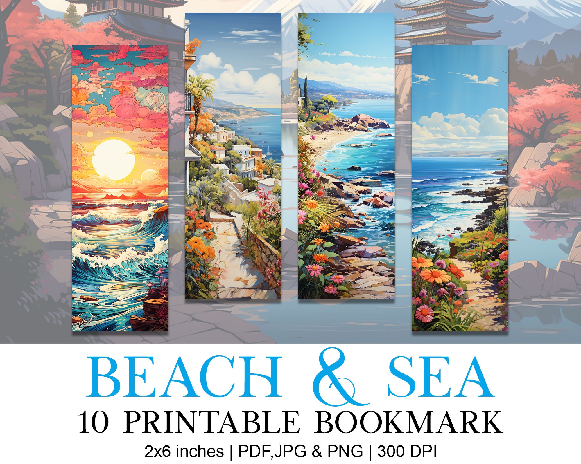 Beach Ocean Sea Sand Bookmark Design, Reading Mode, Bookstack, Book ...