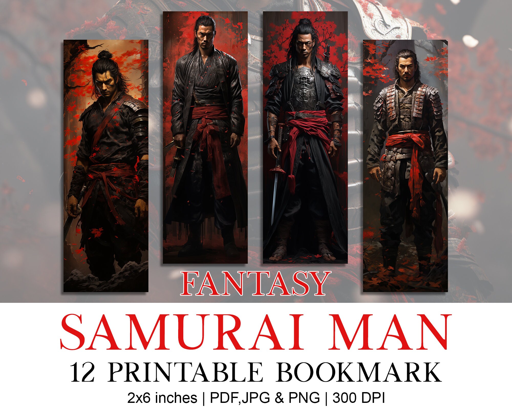 Samurai Man Asian Bookmark Design, Reading Mode, Bookstack, Book Worm ...