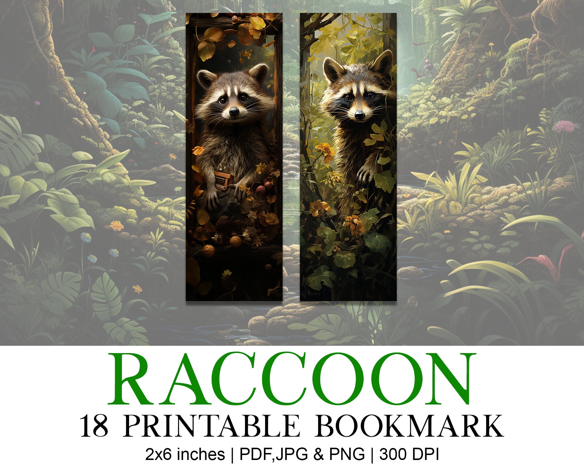 Realistic Woodland Raccoon Bookmark Design, Reading Mode, Bookstack ...