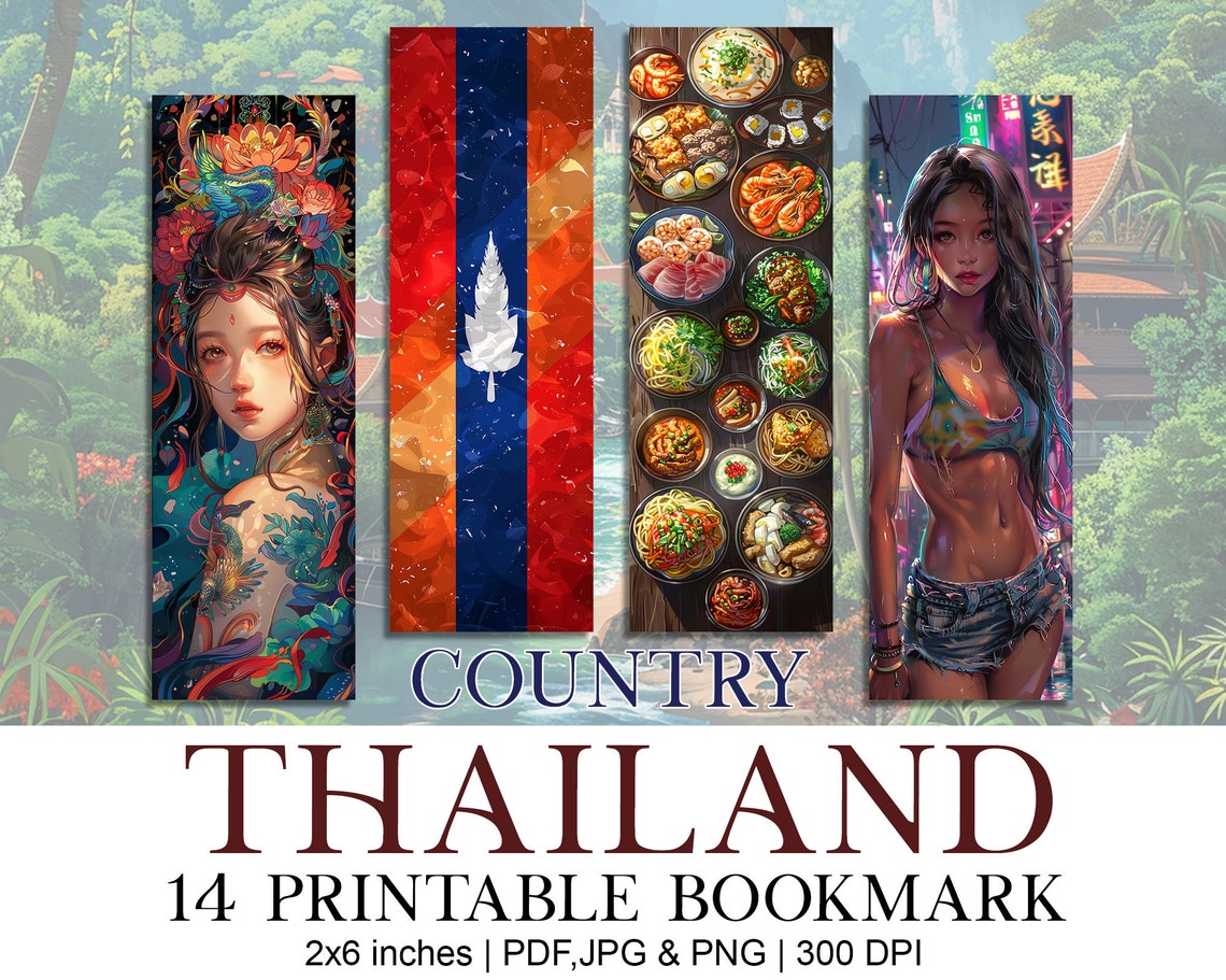 Thailand Bangkok Asia Bookmark Design, Reading Mode, Bookstack, Book Worm, Aesthetic, Printable ...