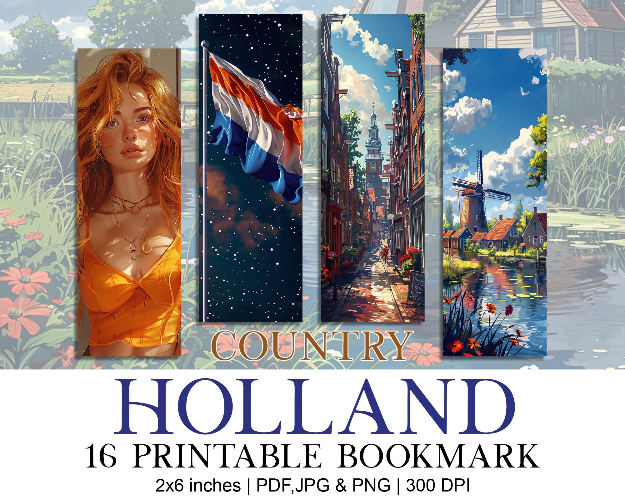 Holland Amsterdam Europe Bookmark Design, Reading Mode, Bookstack, Book ...