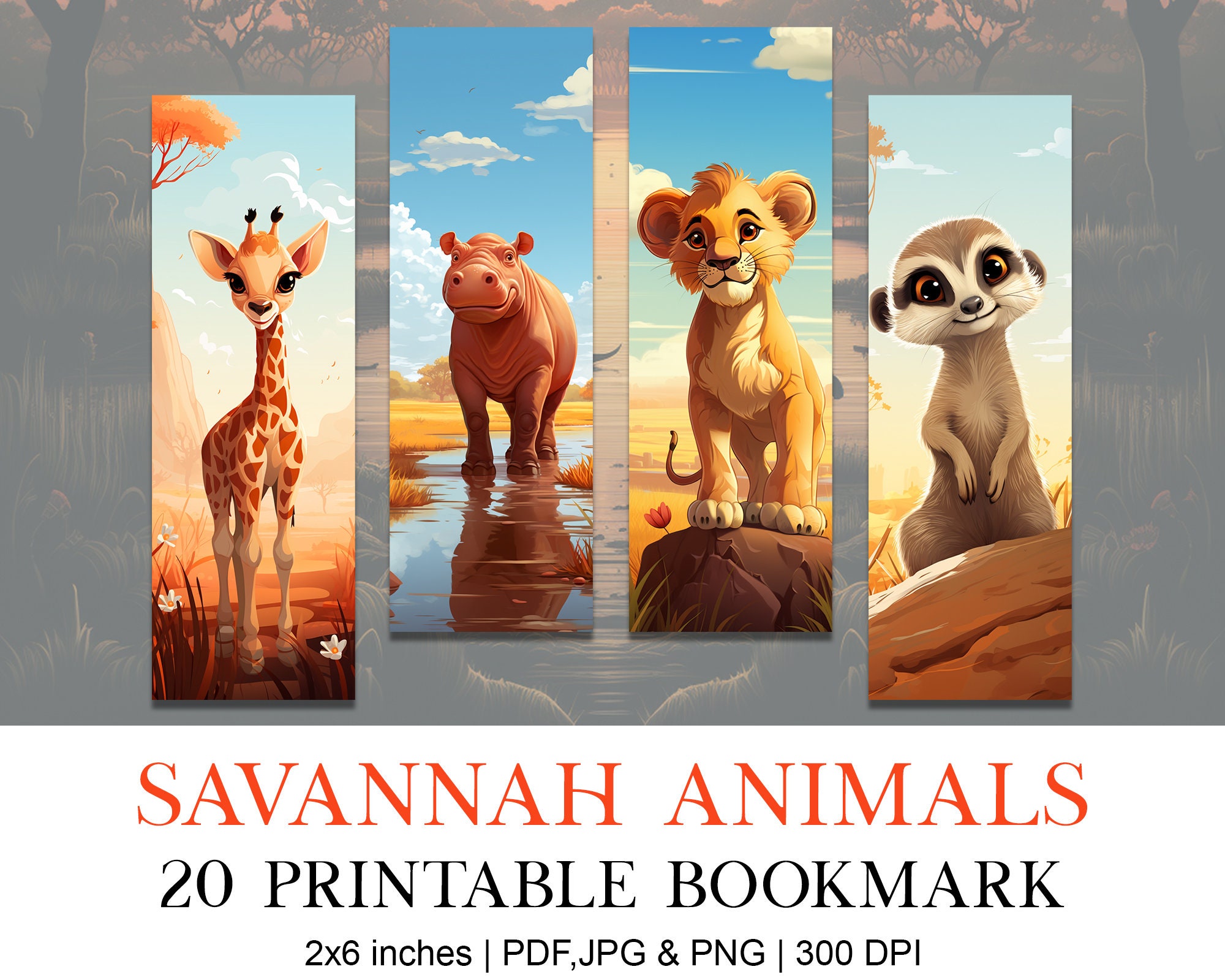 African Savannah Puppy Printable Bookmark Designs, Aesthetic Bookmark ...