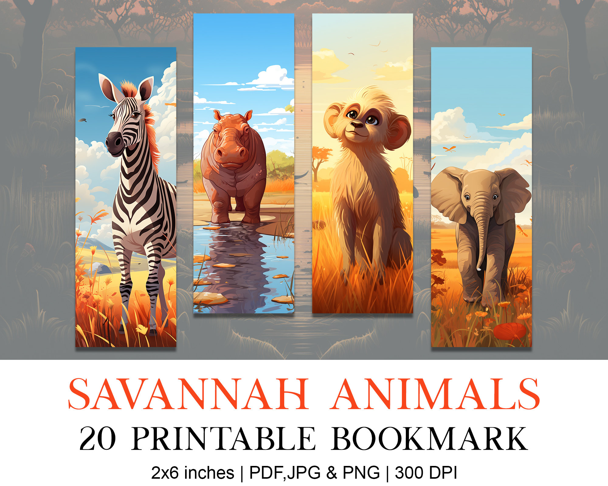 African Savannah Puppy Printable Bookmark Designs, Aesthetic Bookmark ...