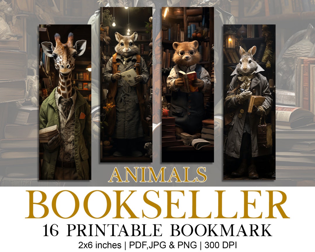 Cute Bookseller Animals Bookmark Design, Reading Mode, Bookstack, Book ...