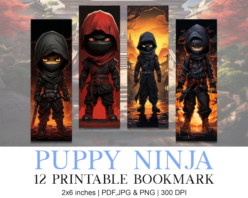 Puppy Ninja Anime Cute Bookmark Design, Reading Mode, Bookstack, Book ...