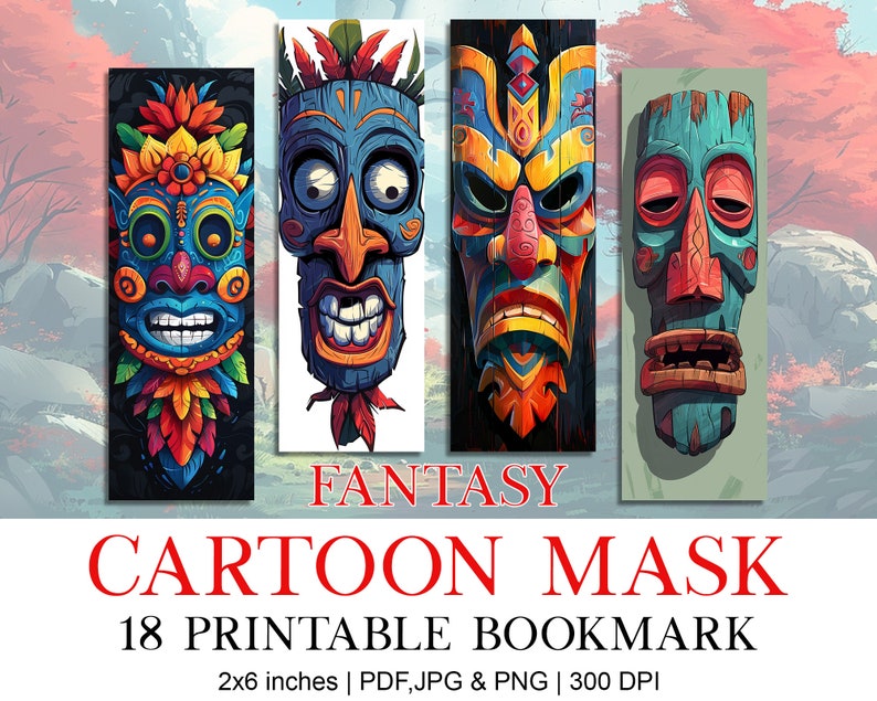 Cartoon Mask Colorful Bookmark Design, Reading Mode, Bookstack, Book ...