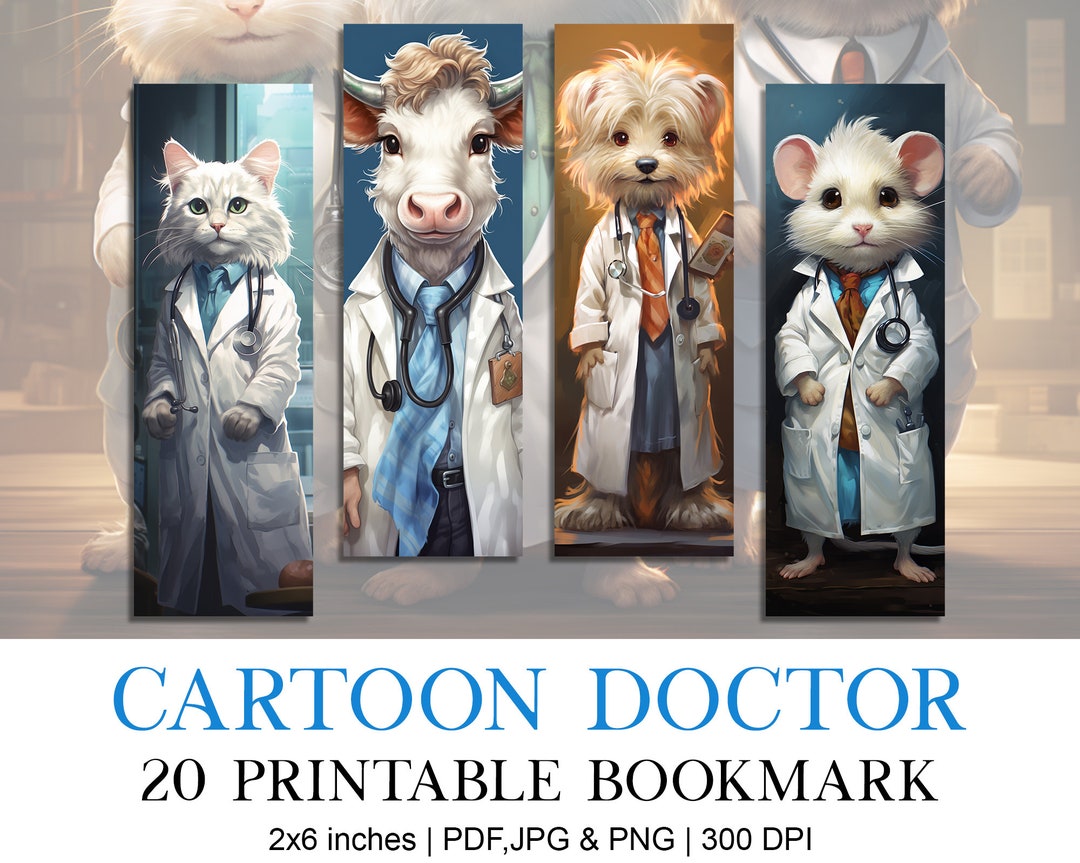 Cartoon Doctor Puupy Bookmark Design, Reading Mode, Bookstack, Book ...
