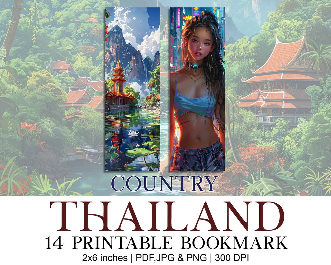 Thailand Bangkok Asia Bookmark Design, Reading Mode, Bookstack, Book Worm, Aesthetic, Printable ...