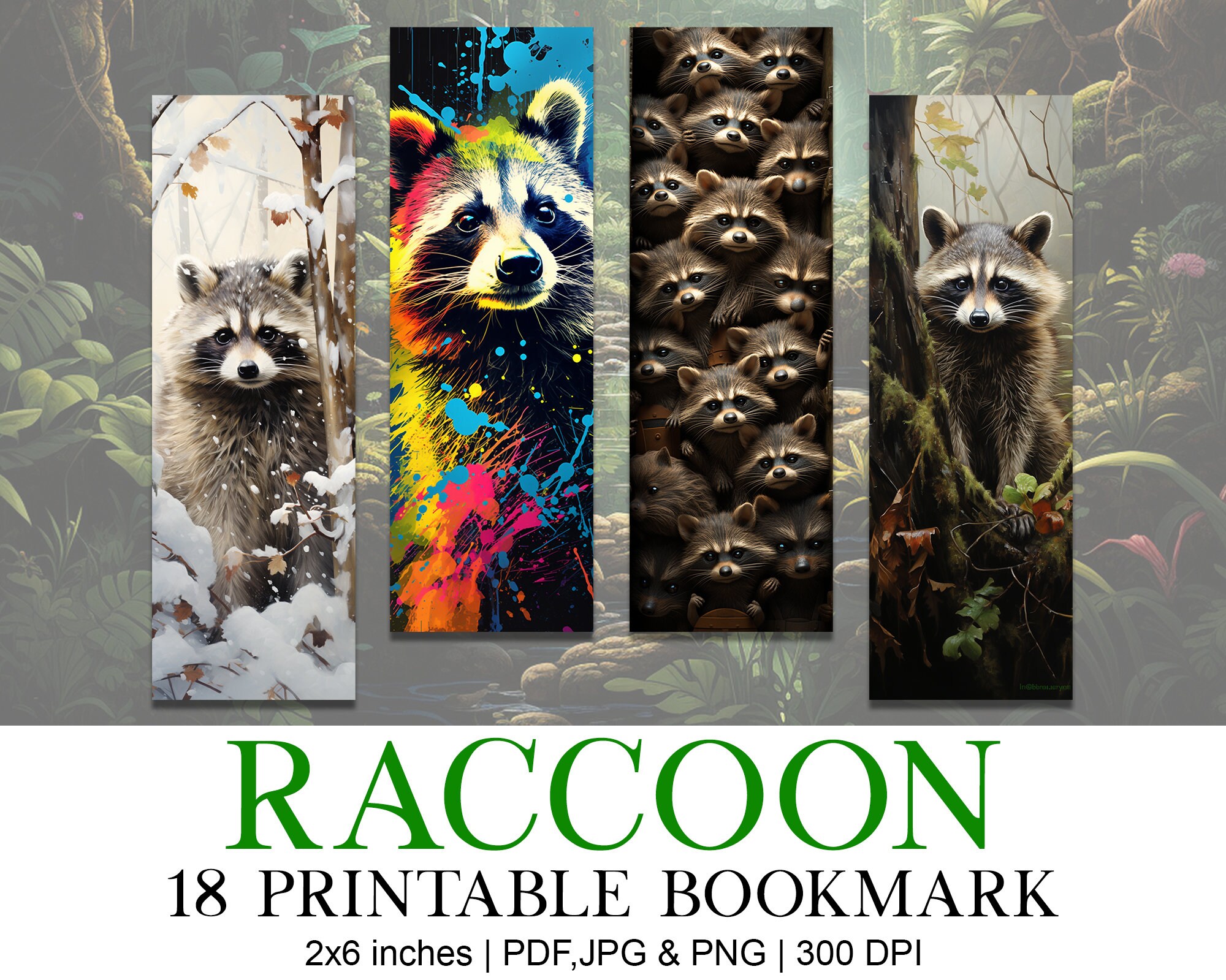 Realistic Woodland Raccoon Bookmark Design, Reading Mode, Bookstack ...
