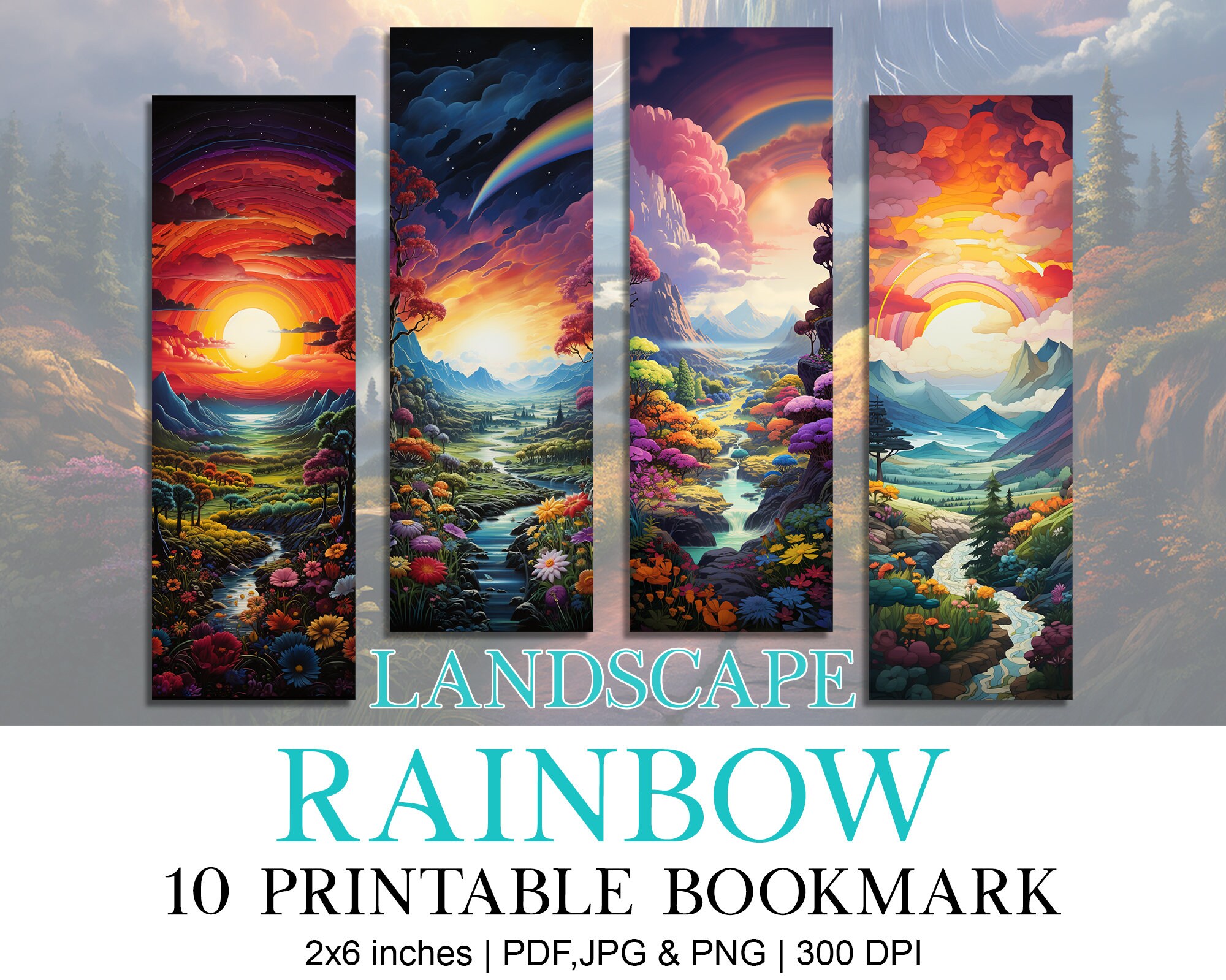 Rainbow Land Themed Bookmark Design, Reading Mode, Bookstack, Book Worm ...