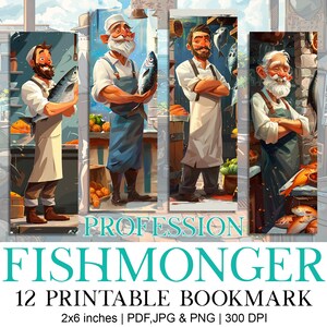 Fish Monger Fishing Bookmark Design, Reading Mode, Bookstack, Book Worm ...