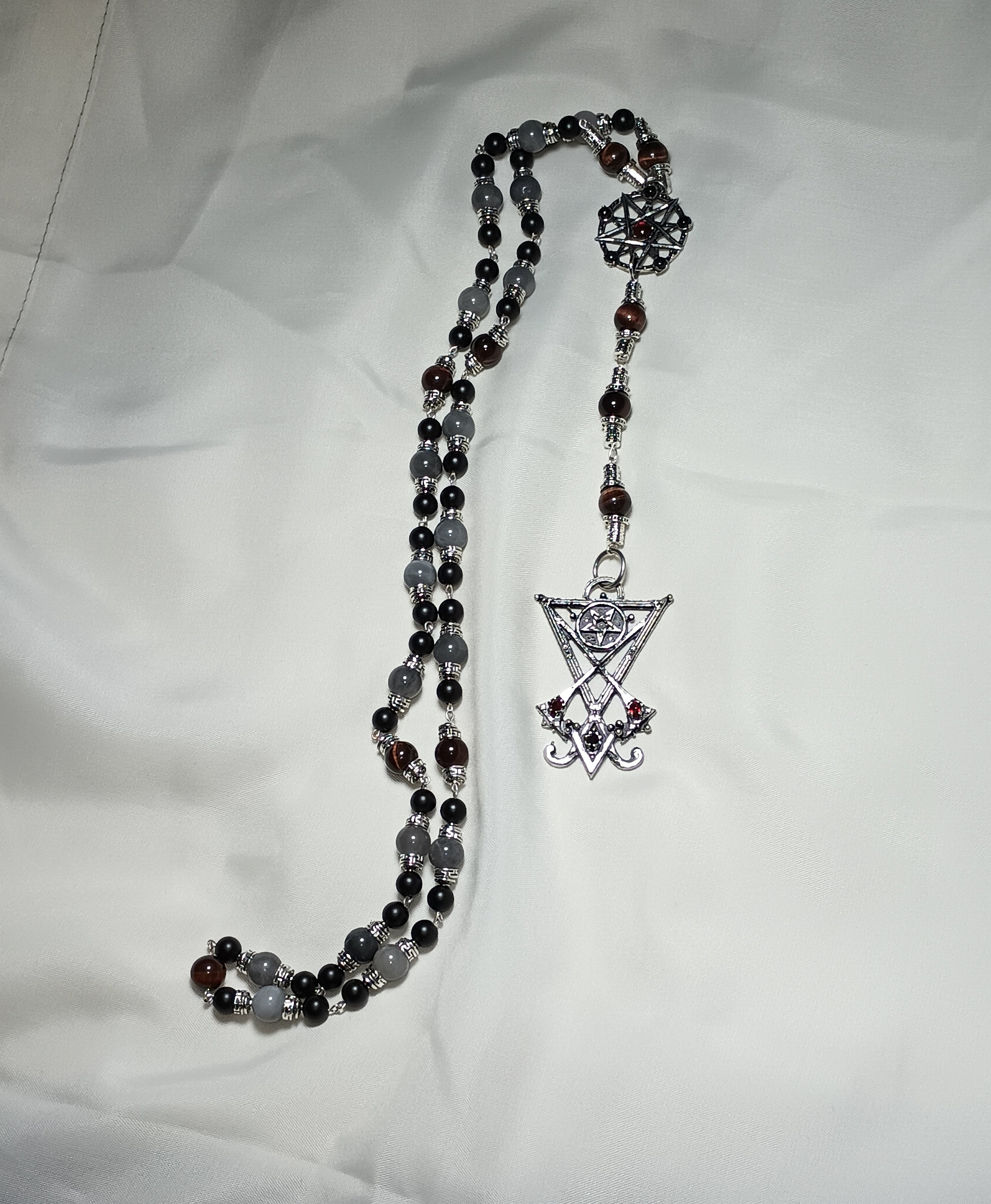 Satanic Occult Devil Necklace With Red Tiger's Eye, Cloudy Crystal ...
