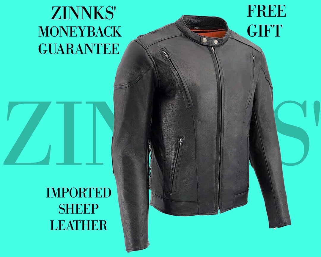 Men's Black Leather Motorcycle Jacket, Riding Jackets for Him Motorbike ...