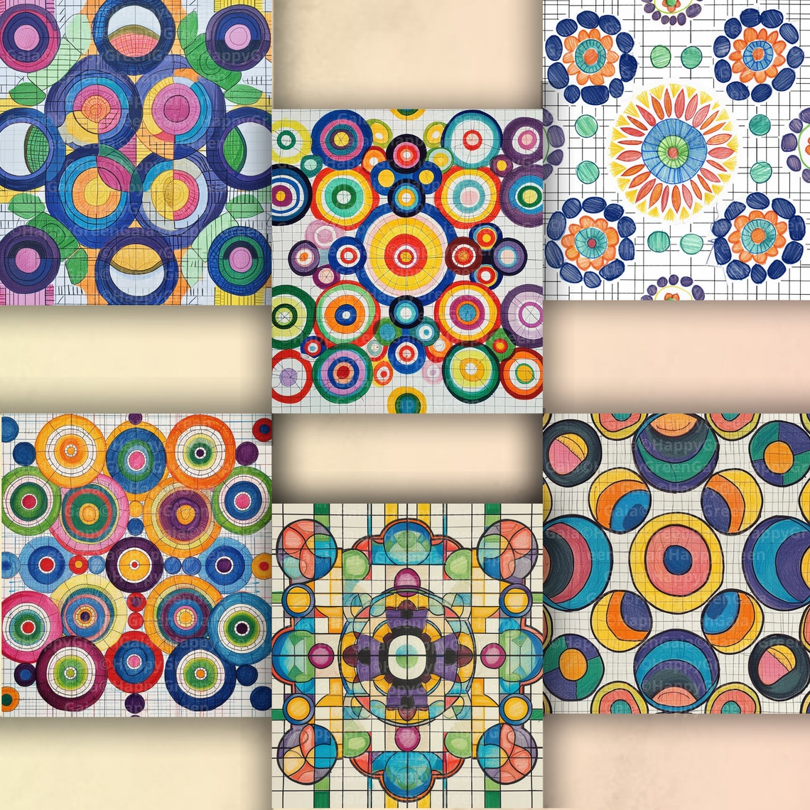 24 Geometric Drawings Digital Paper Pack, Backgrounds. Instant Download ...