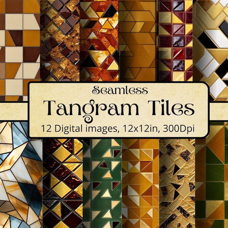 Tangram Tiles - Playful Tangram Patterns - Seamless Patterns - 12 ...