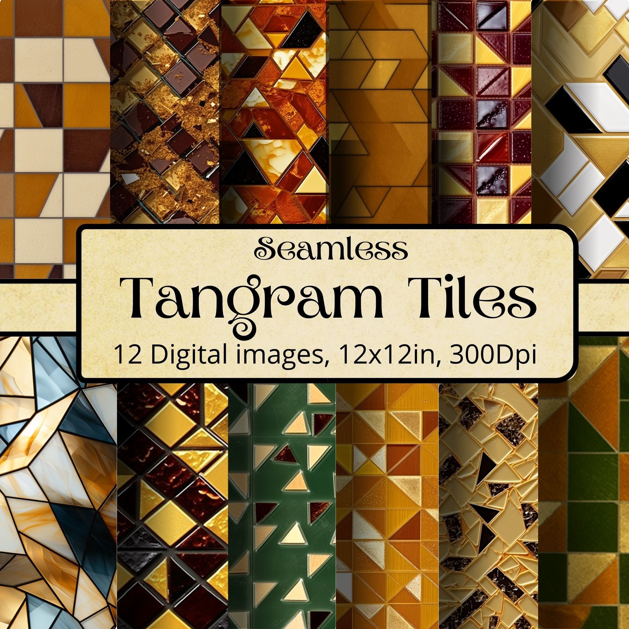 Tangram Tiles - Playful Tangram Patterns - Seamless Patterns - 12 ...