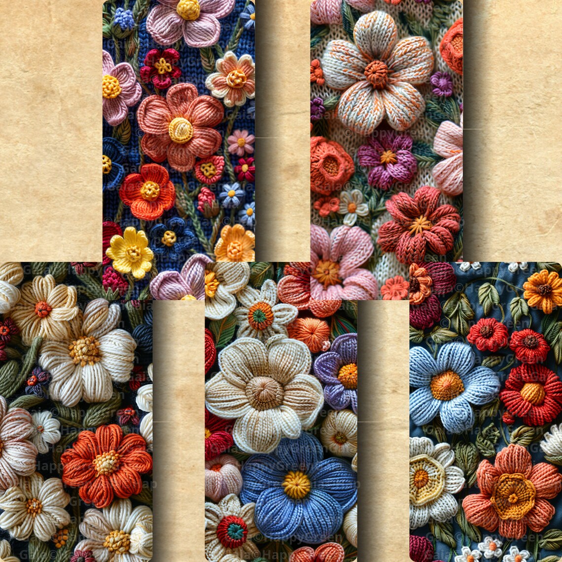 Knitted Flowers, Digital Paper, 3d Background, Art With Colorful ...