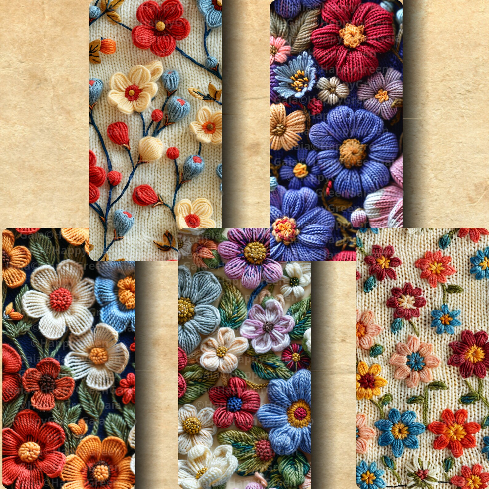 Knitted Flowers, Digital Paper, 3d Background, Art With Colorful ...