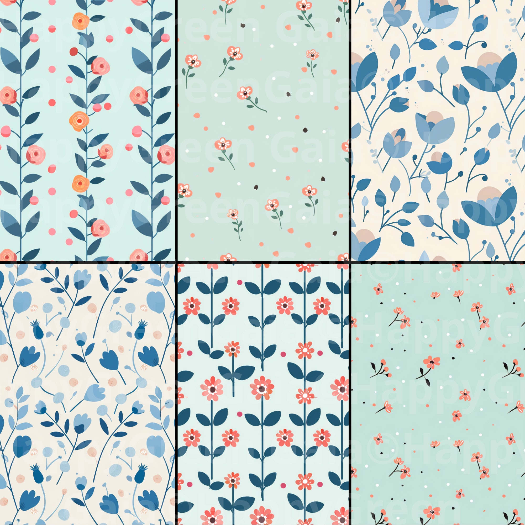 18 Wallpaper Flowers, Digital Paper Pack, Backgrounds With Cute Flowers ...