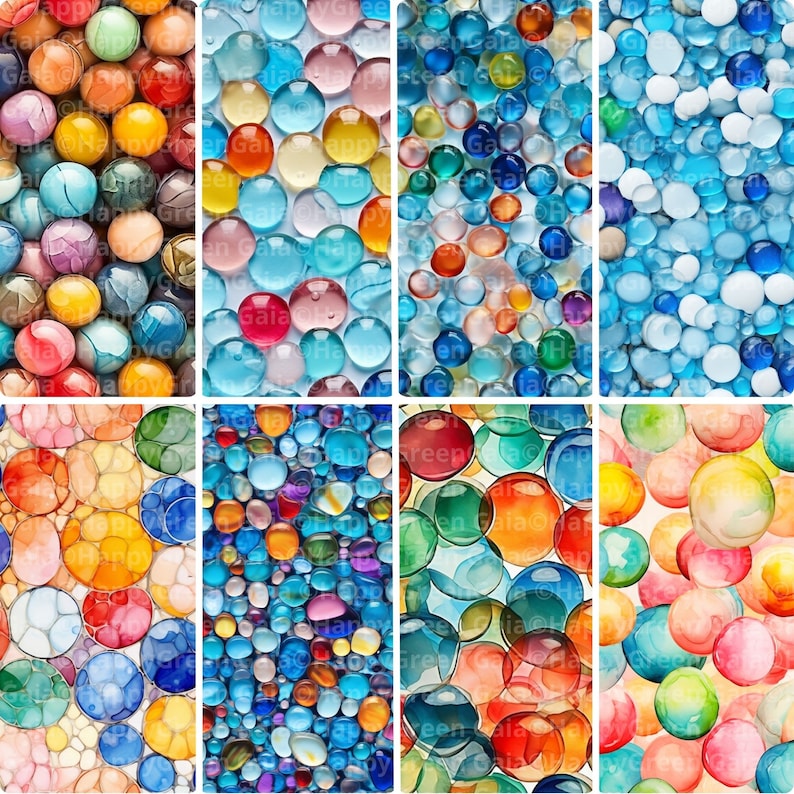 Marble Mania Cheerful Colorful Marbles Seamless Patterns 18 Designs ...