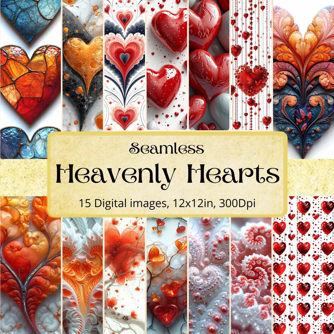 Heavenly Hearts Romantic Heart Shapes Seamless Patterns 15 Designs ...