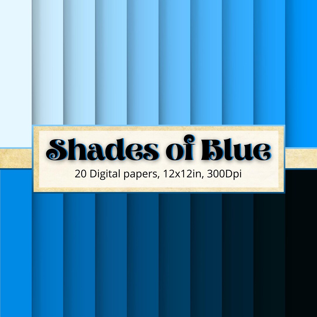 Shades of Blue Digital Paper Pack, Printable Blue Color Background ...