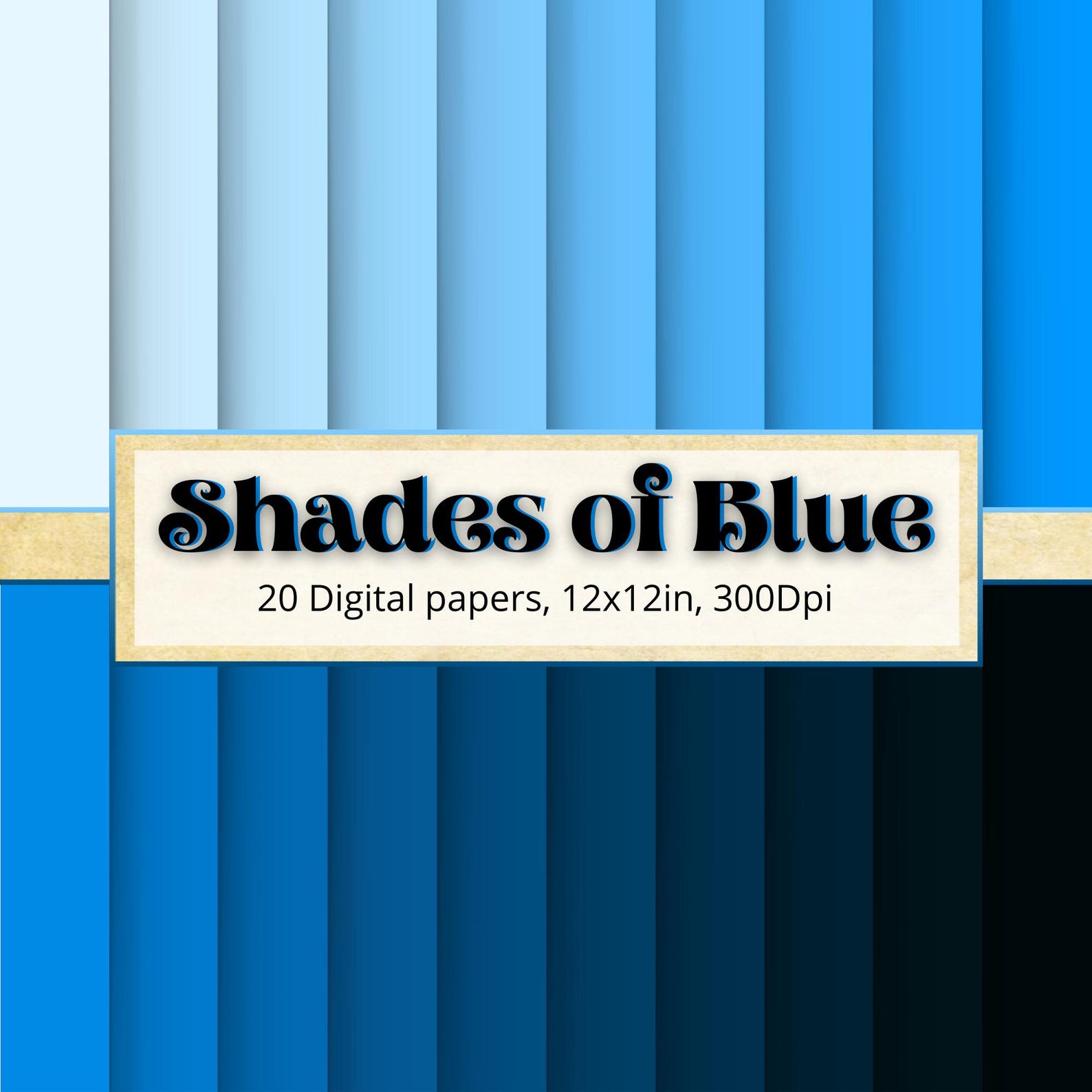 Shades of Blue Digital Paper Pack, Printable Blue Color Background ...