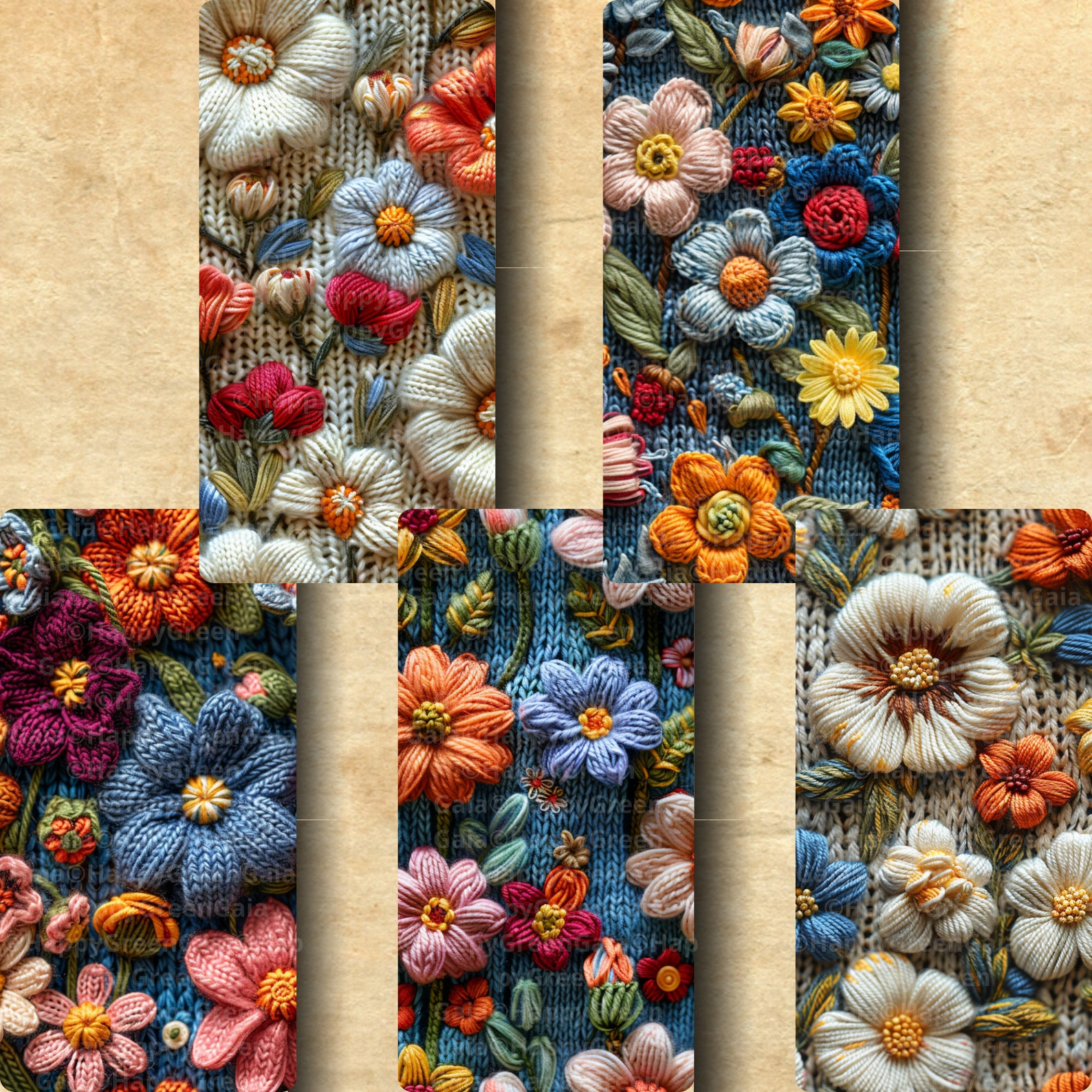 Knitted Flowers, Digital Paper, 3d Background, Art With Colorful ...