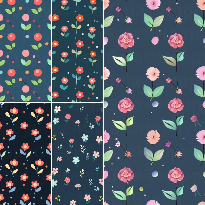 18 Wallpaper Flowers, Digital Paper Pack, Backgrounds With Cute Flowers ...