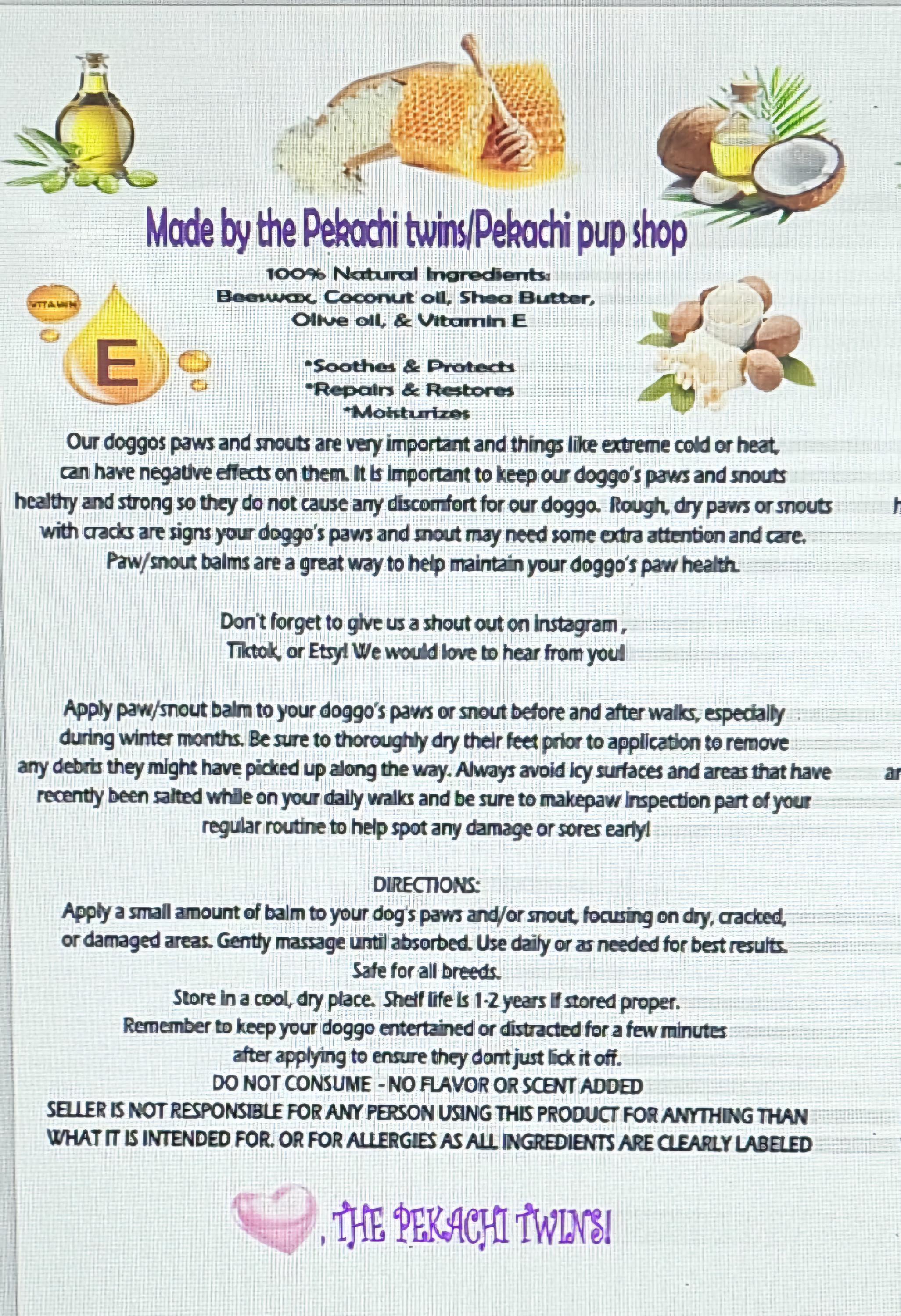 The Pekachi Pup Balm - Paw and Snout Balm for Dogs 2oz or the Pekachi ...