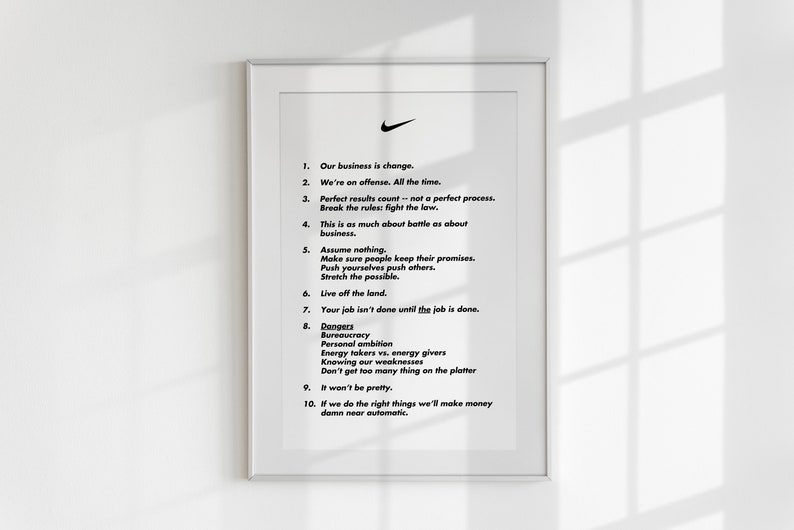 10 Principles of Nike Poster, Phil Knight Poster, Phil Knight ...