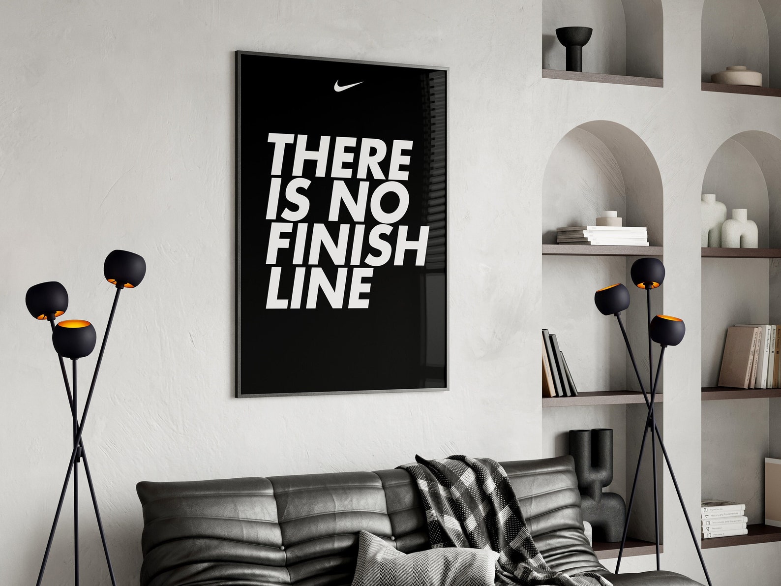 There is No Finish Line Poster, Black Nike Motivational Poster, Nike ...