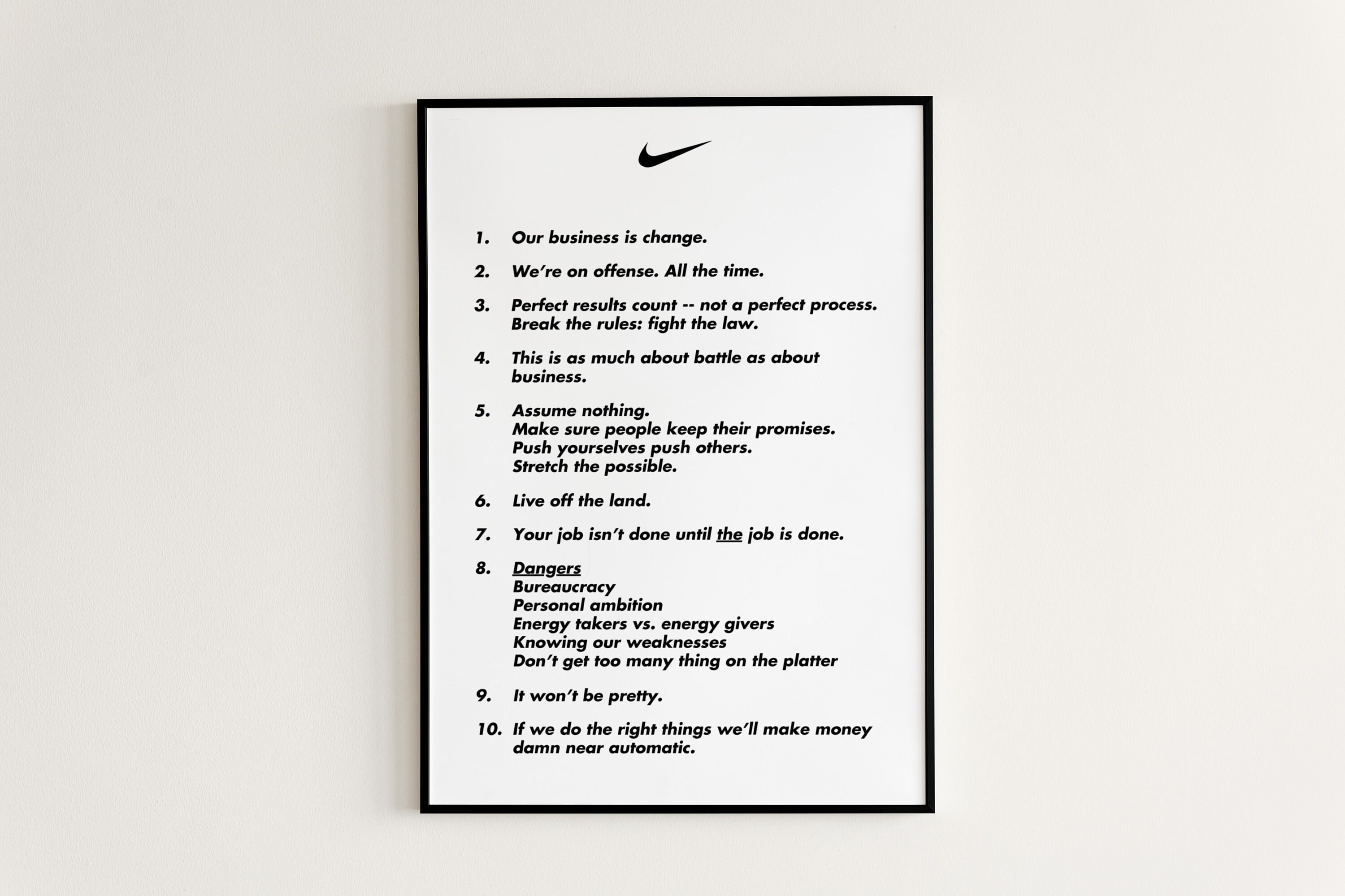 10 Principles of Nike Poster, Phil Knight Poster, Phil Knight ...