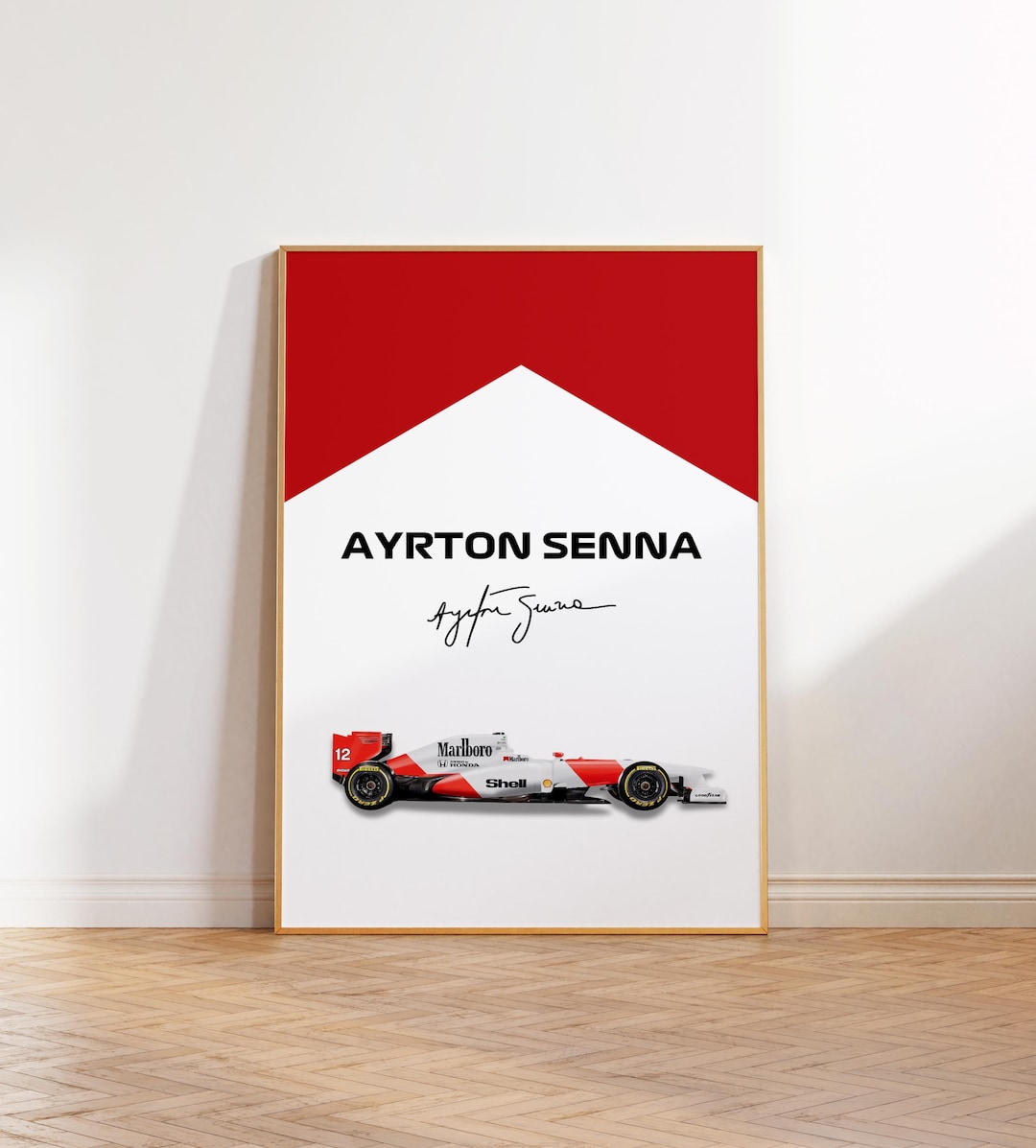Ayrton Senna MP4 Poster, Marlboro F1, Senna Poster, Vintage F1 Poster ...