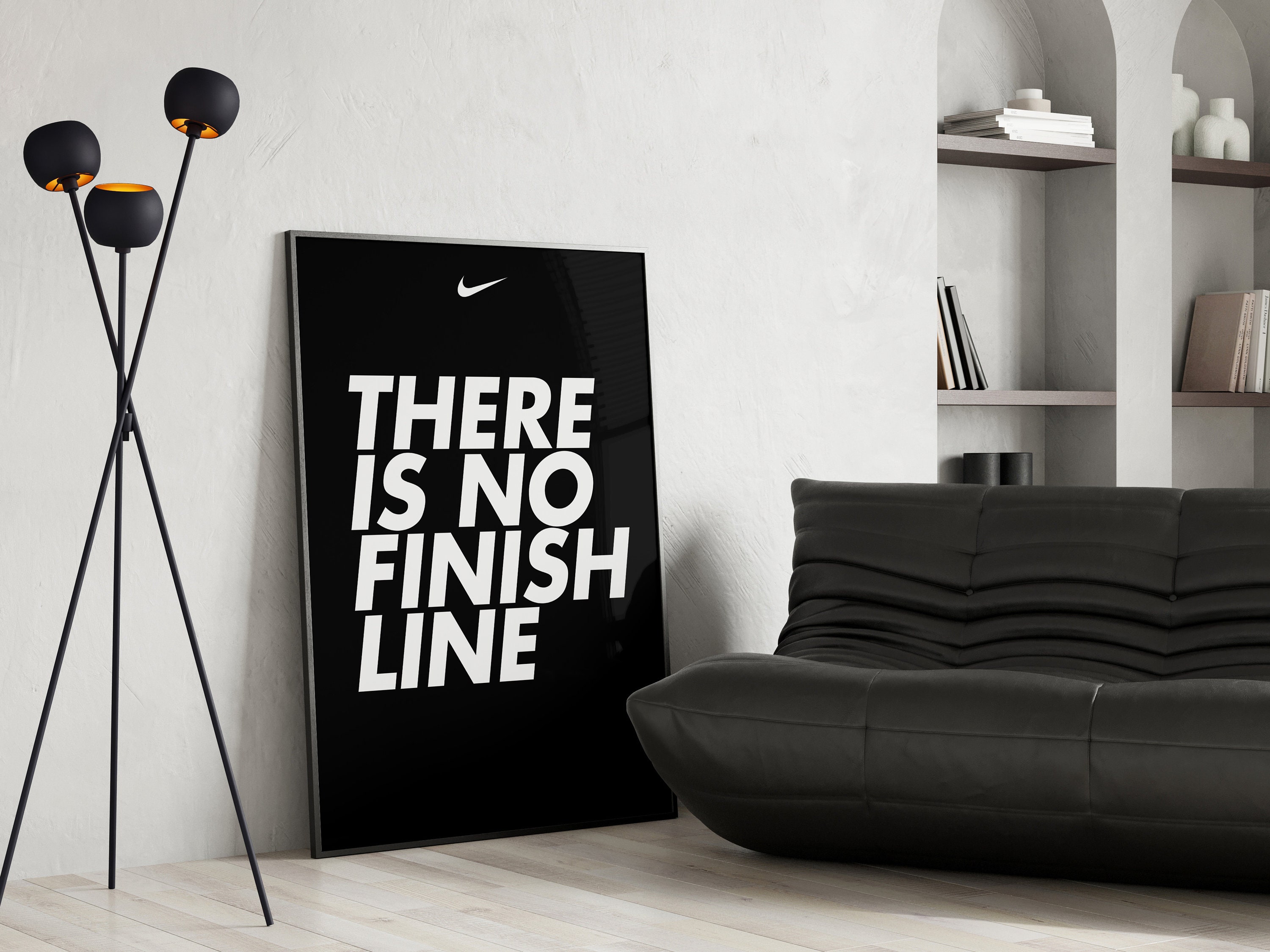 There is No Finish Line Poster, Black Nike Motivational Poster, Nike ...
