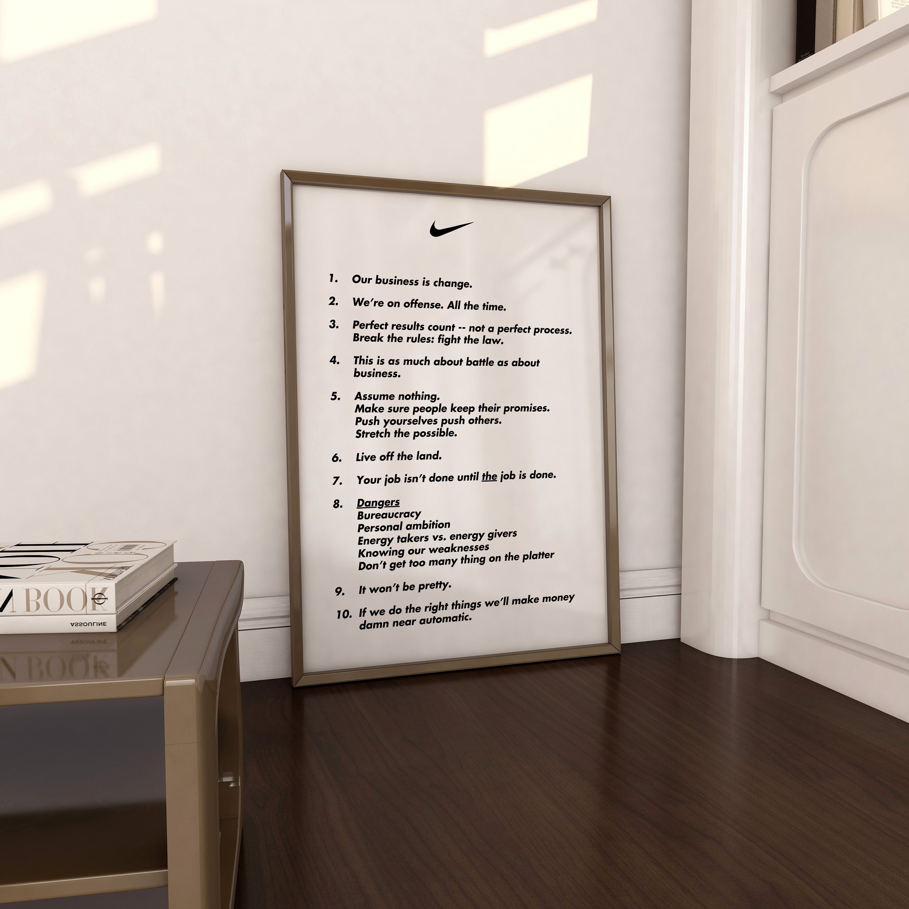 10 Principles of Nike Poster, Phil Knight Poster, Phil Knight ...