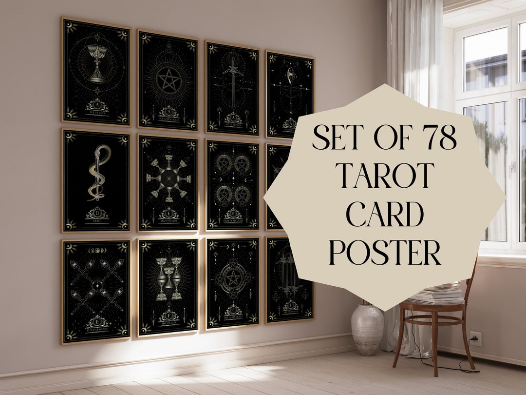 78 Black Tarot Card Poster, Tarot Card Wall Art, Tarot Card Bundle ...
