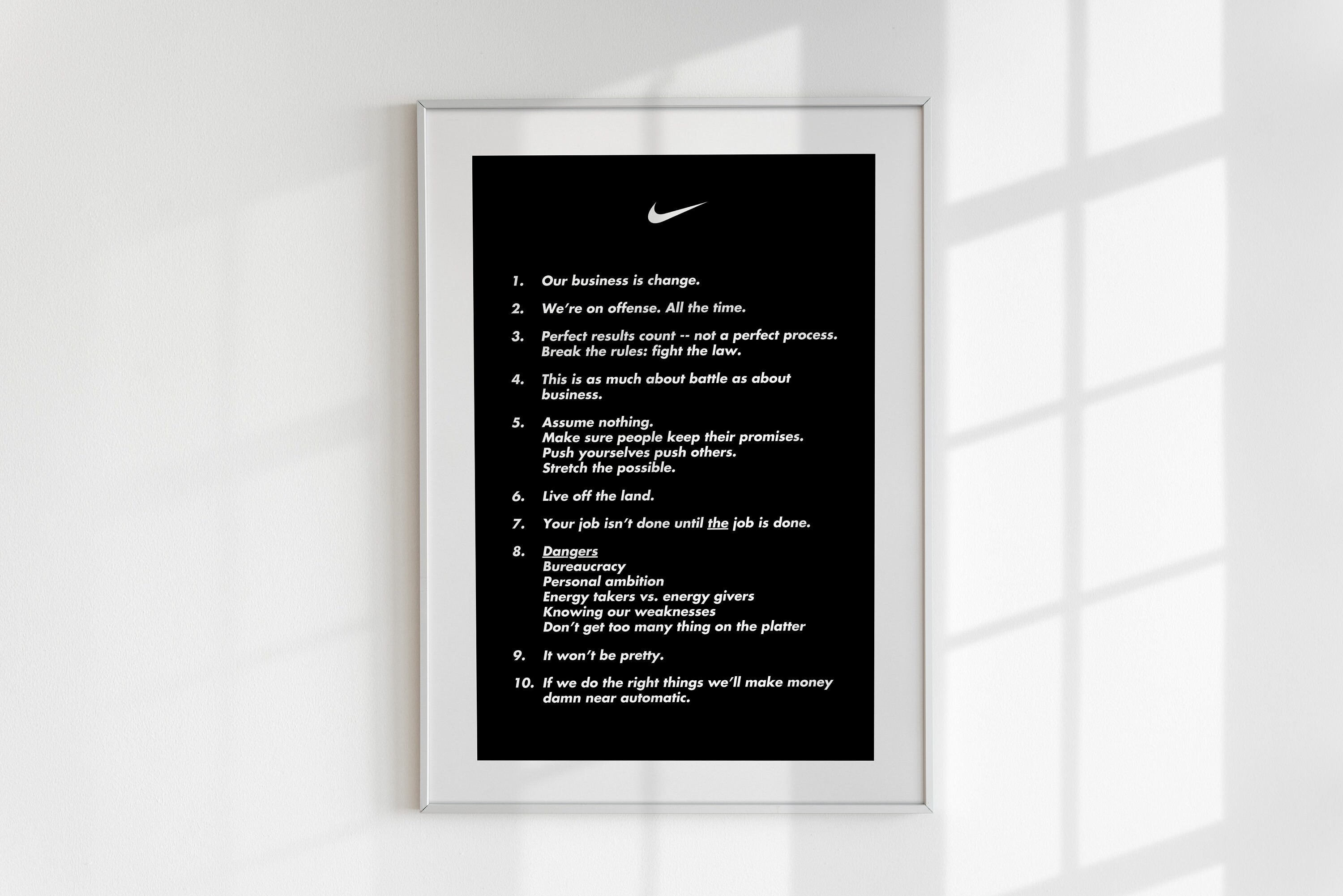 10 Principles of Nike Poster, Phil Knight, Phil Knight Principles ...