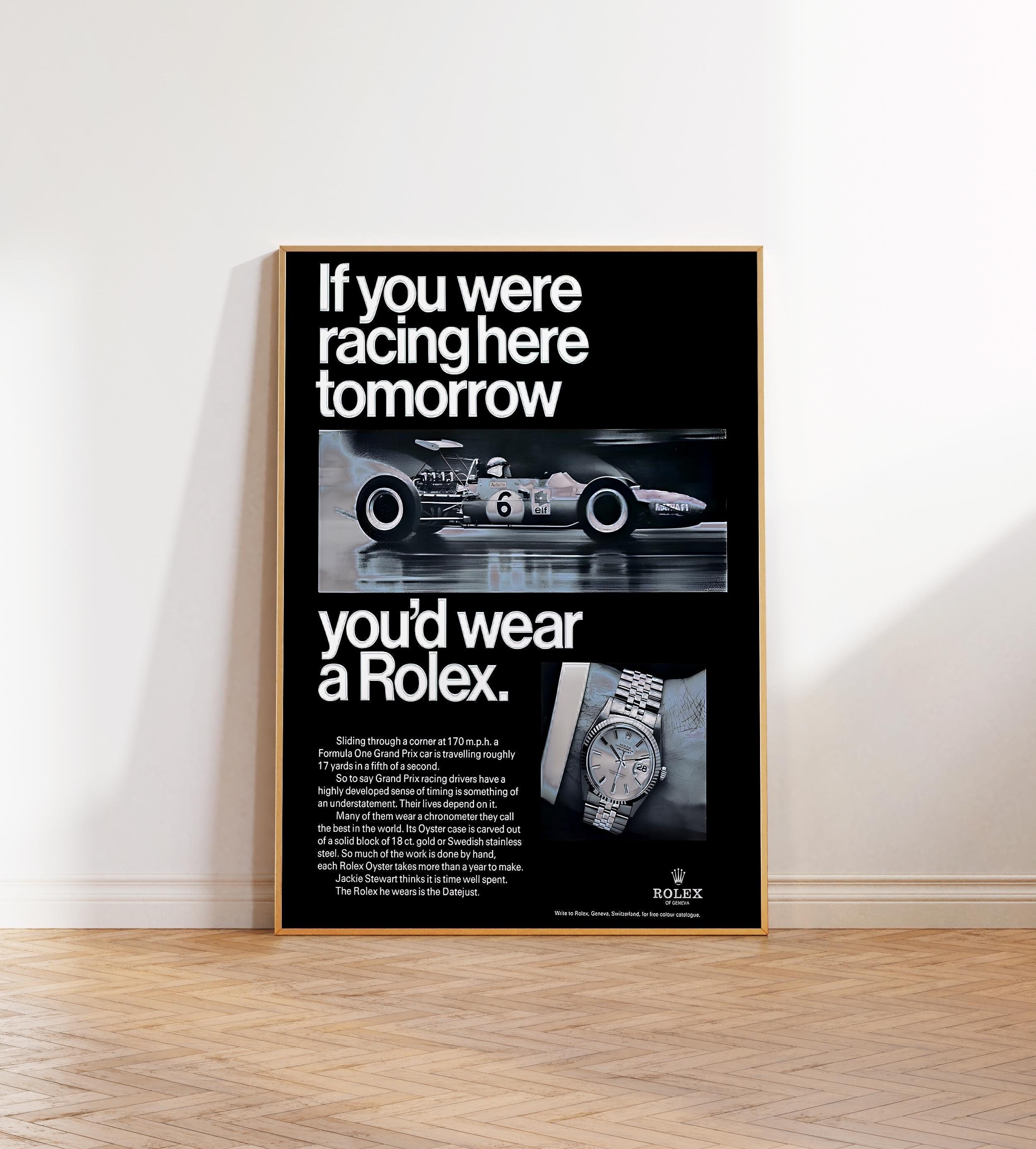 Retro Rolex Formula 1 Racing Advertisement Poster, Retro Watch Print ...