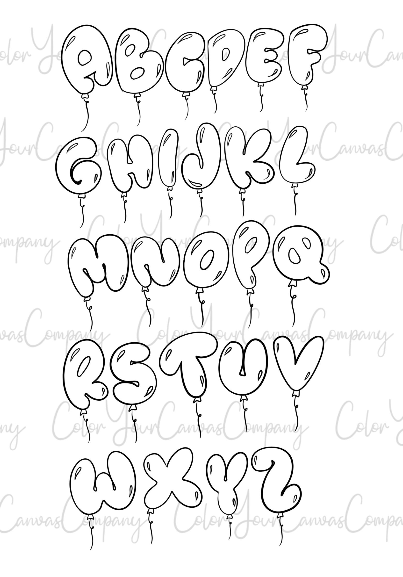 ABC | Alphabet | Balloon Bubble Font | Coloring Book | Birthday ...