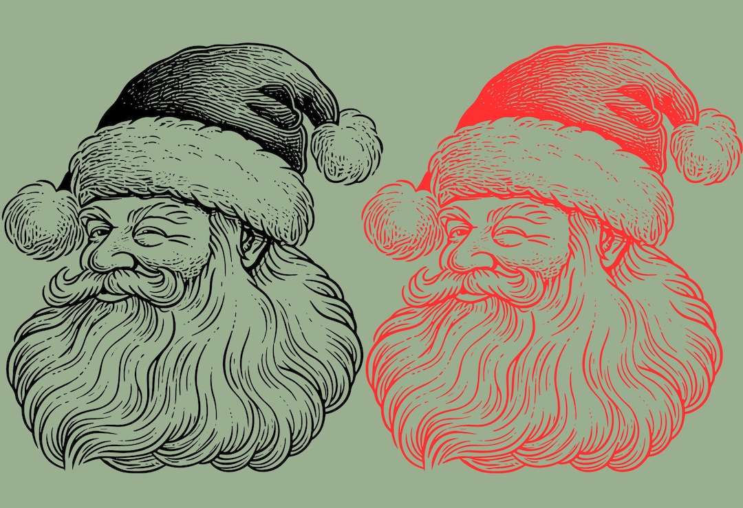 Vintage Santa Claus Face SVG Santa Claus SVG Retro Santa PNG Santa Face ...