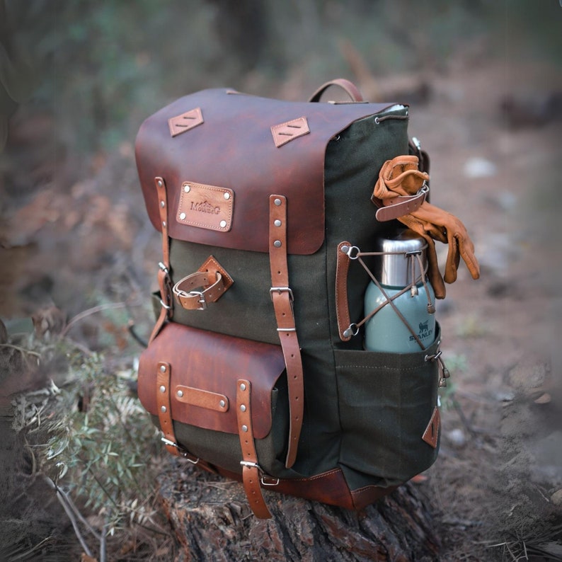 Camping Bag, Handmade Backpack, Waxed Canvas Bag, Bushcraft Travel Bag ...