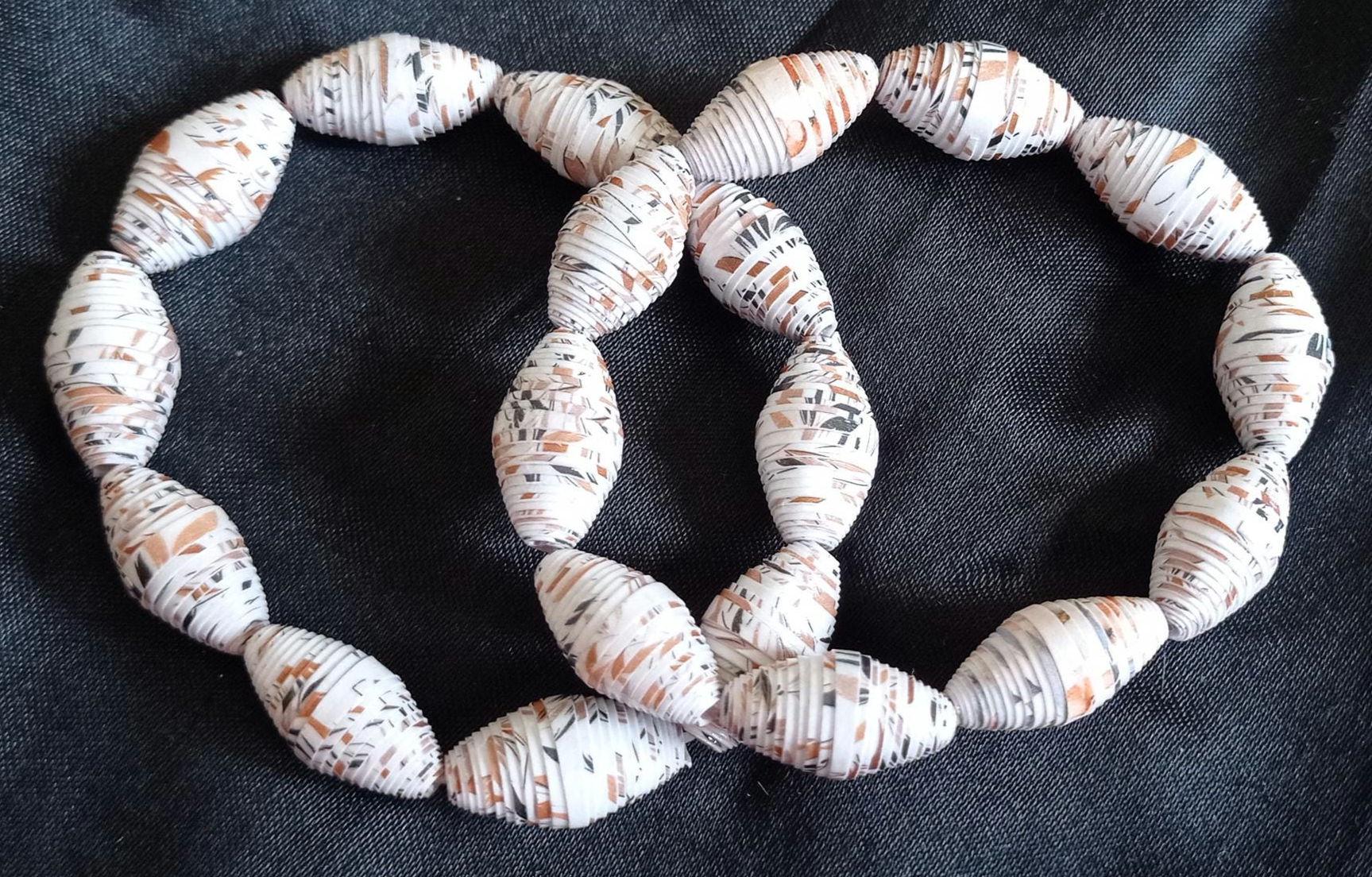 Colourful Elastic Paper Beaded Bracelets Stylish Eco-friendly Jewelry ...