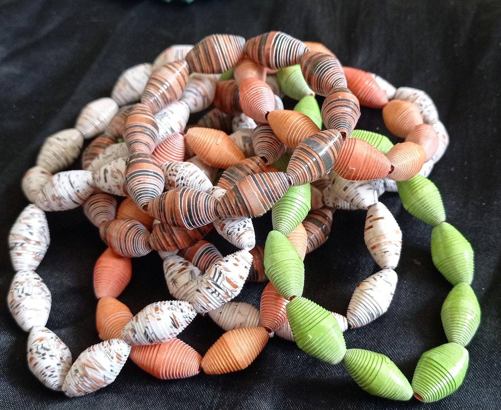 Colourful Elastic Paper Beaded Bracelets Stylish Eco-friendly Jewelry ...